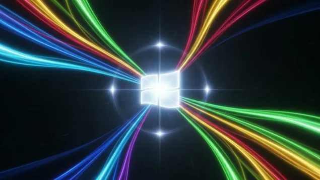 Neon Elegance: Abstract Lines Encircle a Glowing Windows Logo premium ...