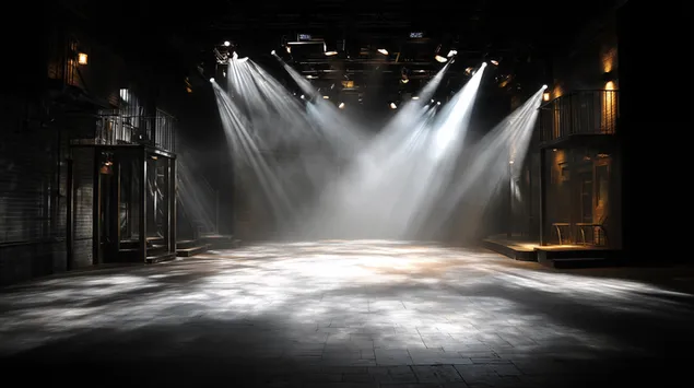 Gritty Empty Theater Stage Set with Intense Fog and Spotlights premium ...
