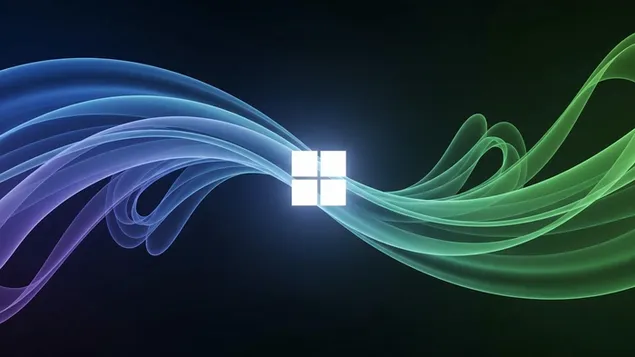 Minimal abstract flow of curves and light, Windows 11 logo glowing at ...