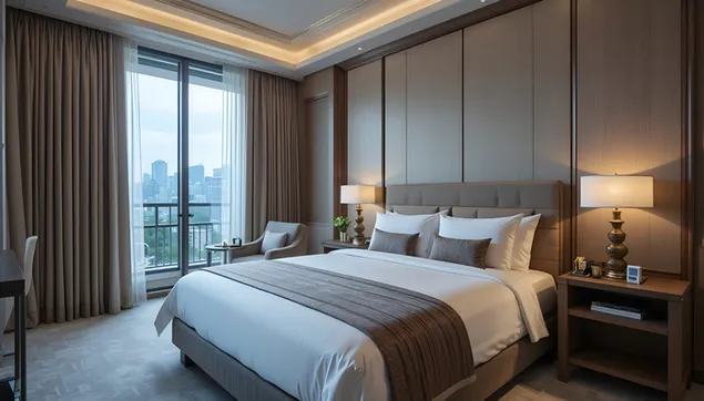 Luxurious Sunset City View Living Room Interior Design premium 4K ...