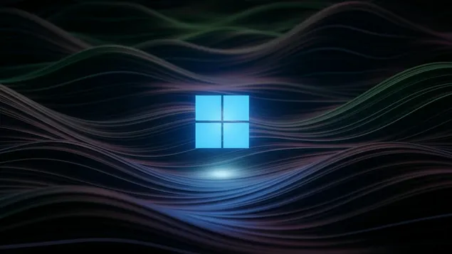 Moody abstract digital waves with soft neon sparks shaping the Windows ...